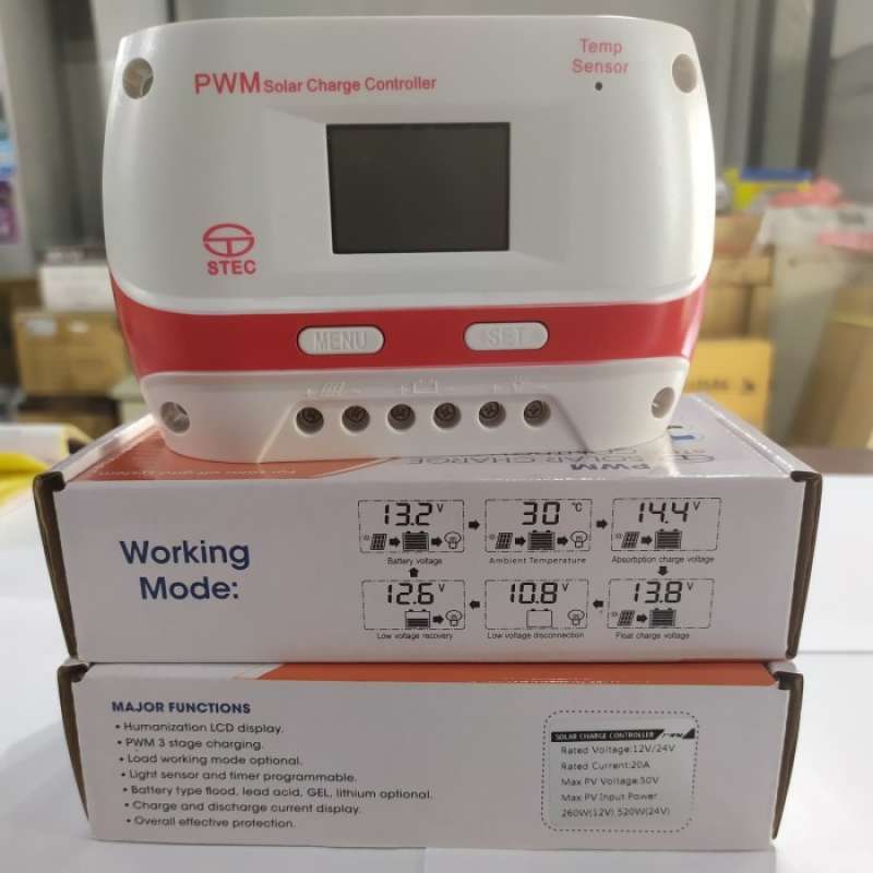 Promo Controller Solar Charge 20A 12V/24V PUTIH STEC Diskon 23% di ...