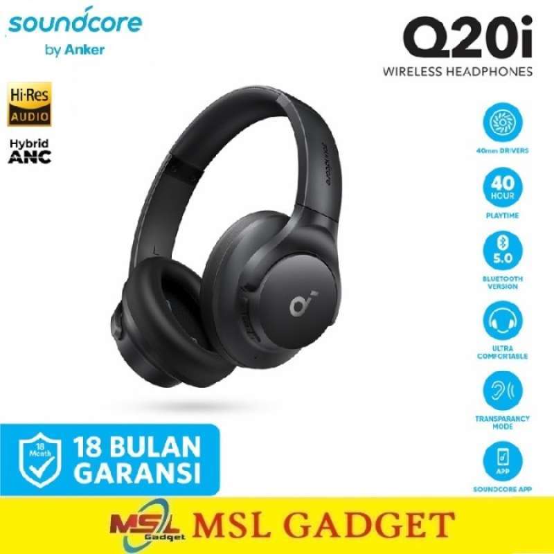 Promo Anker Soundcore Q20i Headphone Bluetooth Wireless Hybrid ANC Bass ...