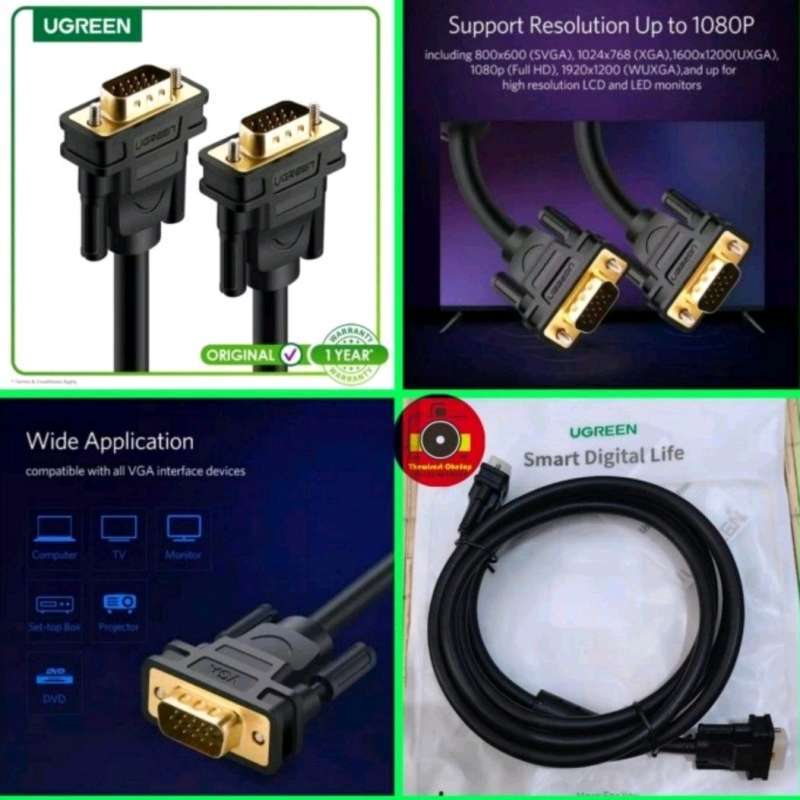 Jual Kabel VGA to VGA Male to Male 2M UGREEN 11646 Black di Seller ...