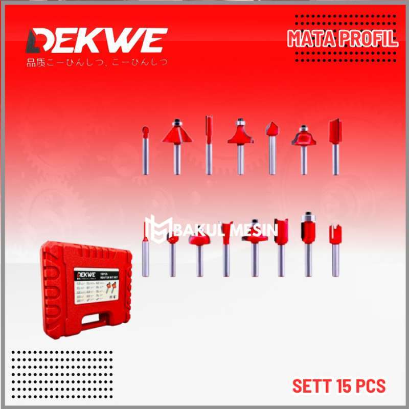 Promo Mata Profil Set Router Bit Trimmer Kayu 8mm 15 Pcs Diskon 23% di ...