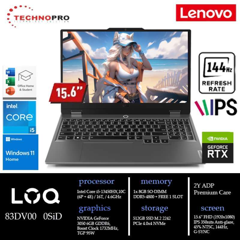 Jual Lenovo Loq 15irx9 0sid || Intel Core I5-13450hx Rtx 3050 8gb 512gb Ssd Windows 11 Home Ohs ...