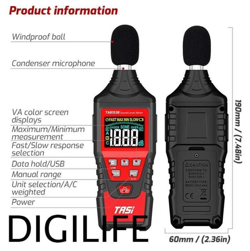 Promo SOUND LEVEL METER DATA LOGGING DECIBEL TESTER TASI TA8153B LOGER ...