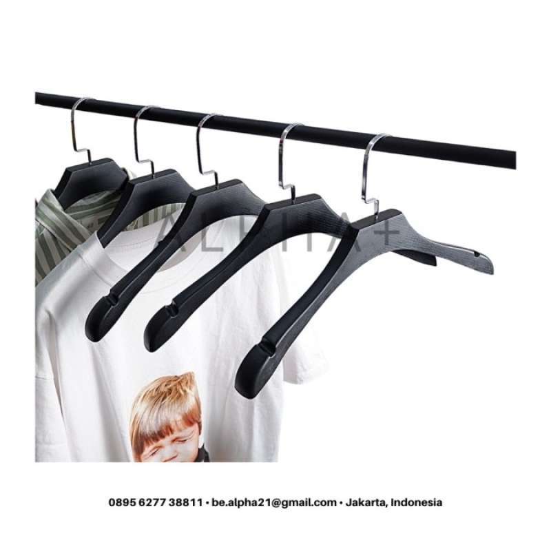 Promo Sale Hanger Gantungan Pakaian Hitam Motif Kayu Tebal Premium ...