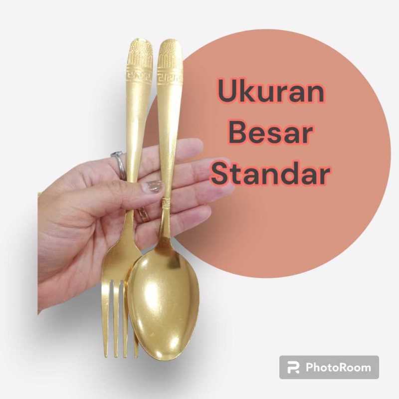 Jual Sendok & Garpu Makan Full Gold Ukir Spider Isi 6 Stainless Steels ...