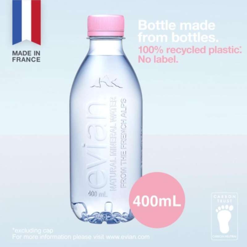 Promo Evian Natural Mineral Water 100% Recycled PET Label Free Diskon 3 ...