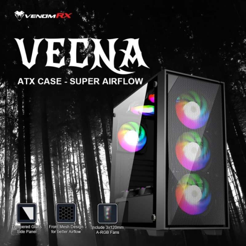 Promo CASING VENOMRX VECNA INCLUDE 3 FAN ARGB - mATX, ATX GAMING CASE ...