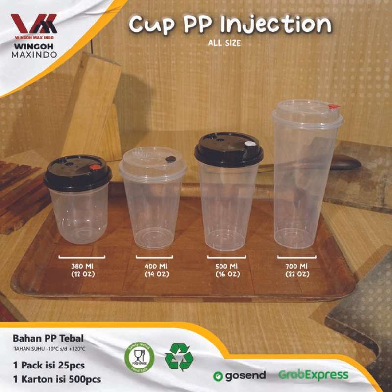 Promo [ 500 pcs ] CUP INJECTION 400ML - GELAS PLASTIK BOBA 14OZ ...