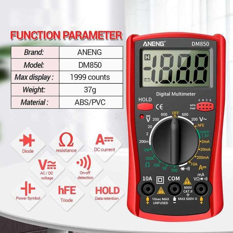 Jual Digital Multimeter Voltage Tester Dm850 Tespen Listrik Cek Kabel ...