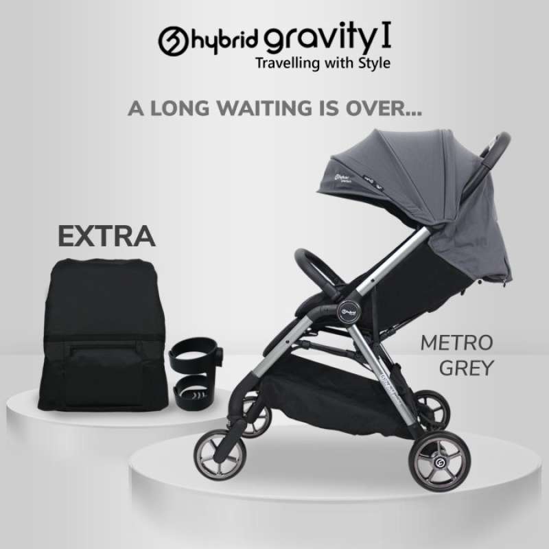 Promo HYBRID STROLLER PREMIUM GRAVITY I METRO GREY FRAME / STROLLER ...
