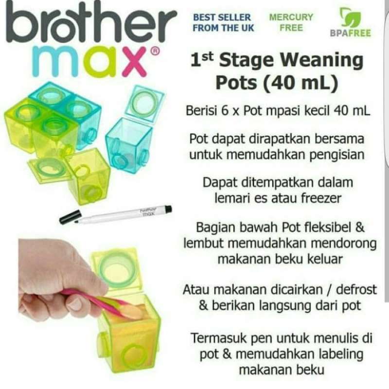 Promo brother max weaning pots 40ml - kecil brothermax baby block ...