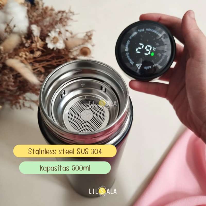 Promo Tumbler Thermos Botol Minum Indikator Suhu LED Stainless SUS 304 ...