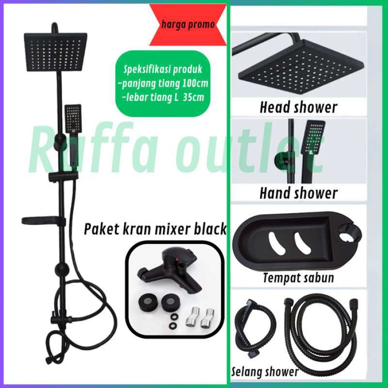 Promo SHOWER TIANG SET BLACK SERIES/SHOWER MANDI HITAM/SHOWER COLUMN ...