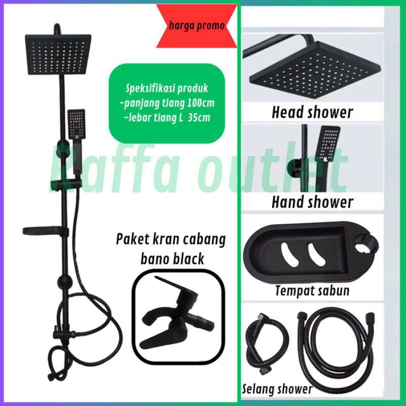 Promo SHOWER TIANG SET BLACK SERIES/SHOWER MANDI HITAM/SHOWER COLUMN ...