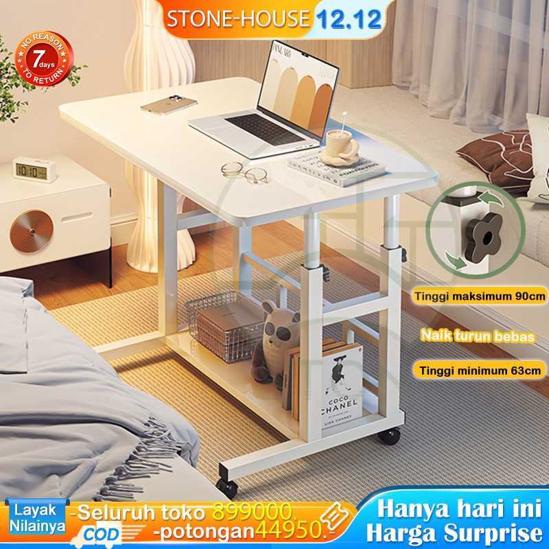 Promo Meja Laptop dengan Roda Meja Adju - Cokelat60X40X(60-85) Diskon ...