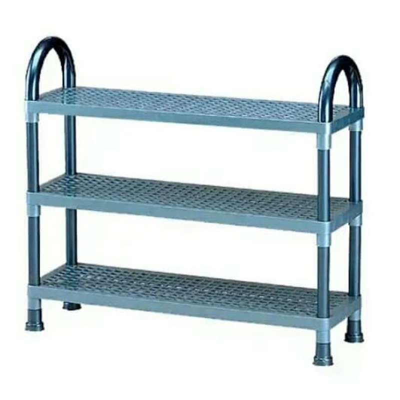 Promo Rak Sepatu/Sendal plastik, LION STAR, Susun 3. Abu-Abu Diskon 27% ...