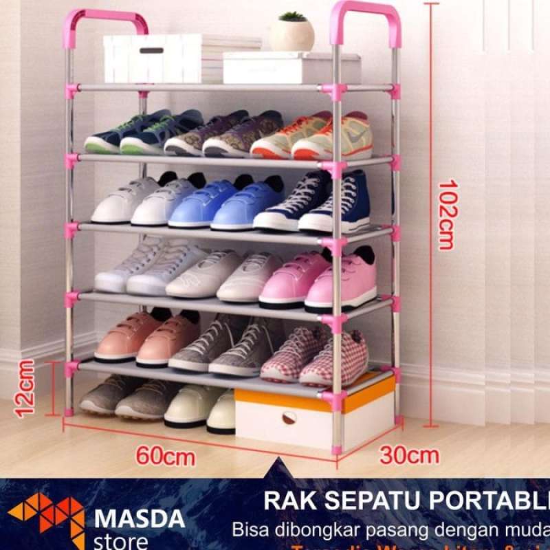 Promo Rak Lemari Tempat Sepatu Sandal Buku Besi Almunium Stainless ...