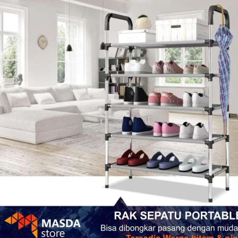 Promo Rak Lemari Tempat Sepatu Sandal Buku Besi Almunium Stainless ...