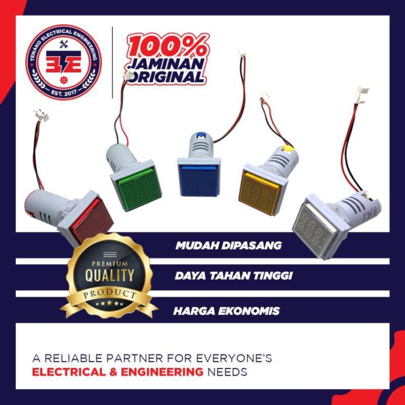 Promo Pilot Lamp LED 22mm 2in1 With Volt+Ampere Meter Indicator Kotak ...