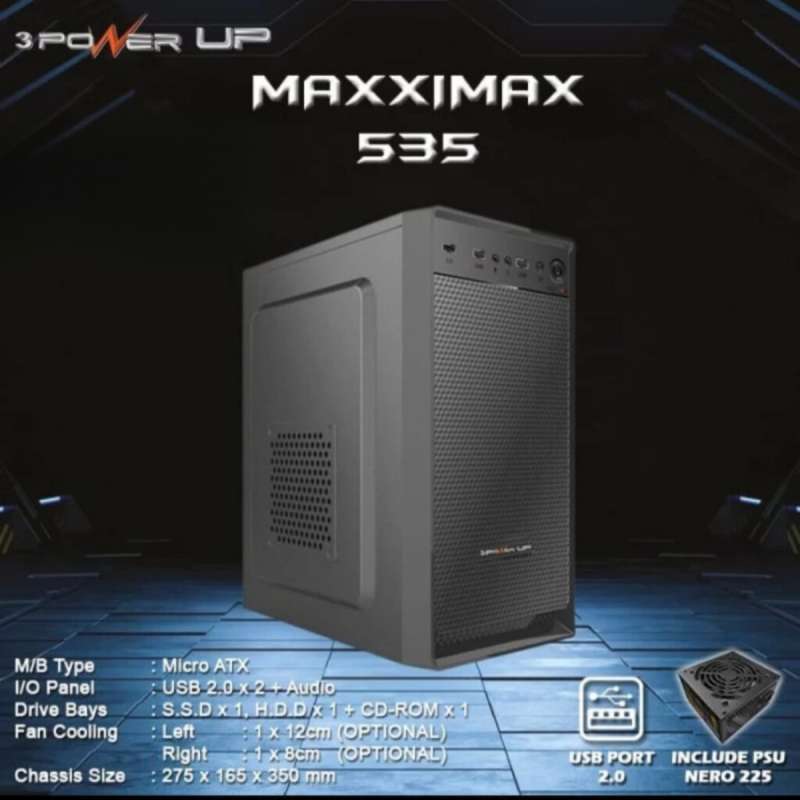 Jual Casing Power Up Maxxi Max 535 Case Standart ATX MaxxiMax Include ...