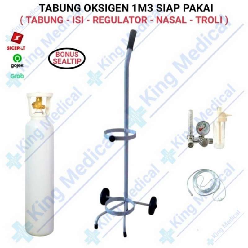Promo Tabung Oksigen 1m3 Set Siap Pakai (set : Tabung - Trolley - Regulator) Diskon 33% Di ...
