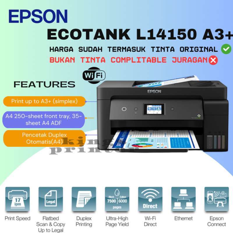 Promo Epson Ecotank L14150 A3+ Wi-fi Duplex Wide-format All-in-one Ink ...