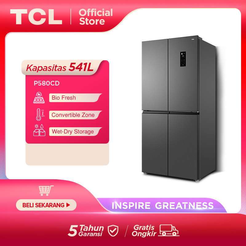 Promo [new] Tcl Kulkas Multidoors 4 Pintu P580cd - Bio Fresh - Wet And Dry Storage - Twin Eco ...