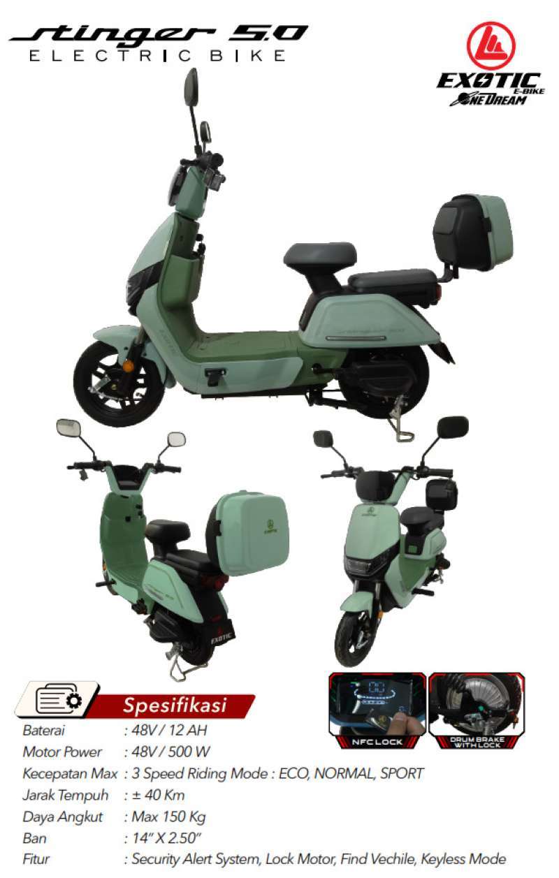 Promo Sepeda Listrik Exotic Stinger 5.0 New 2024 - Biru Diskon 11% di ...
