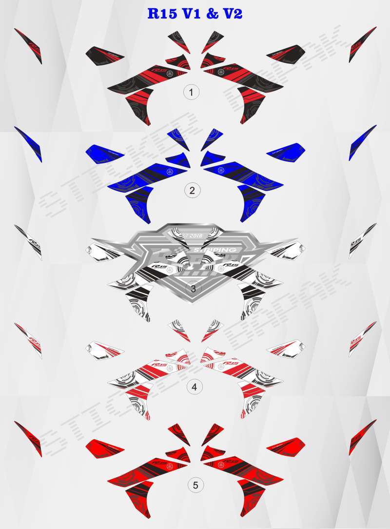 Jual Sticker Striping Yamaha R15 V1 Dan V2 Motfi Grafis - Premium No.4 ...