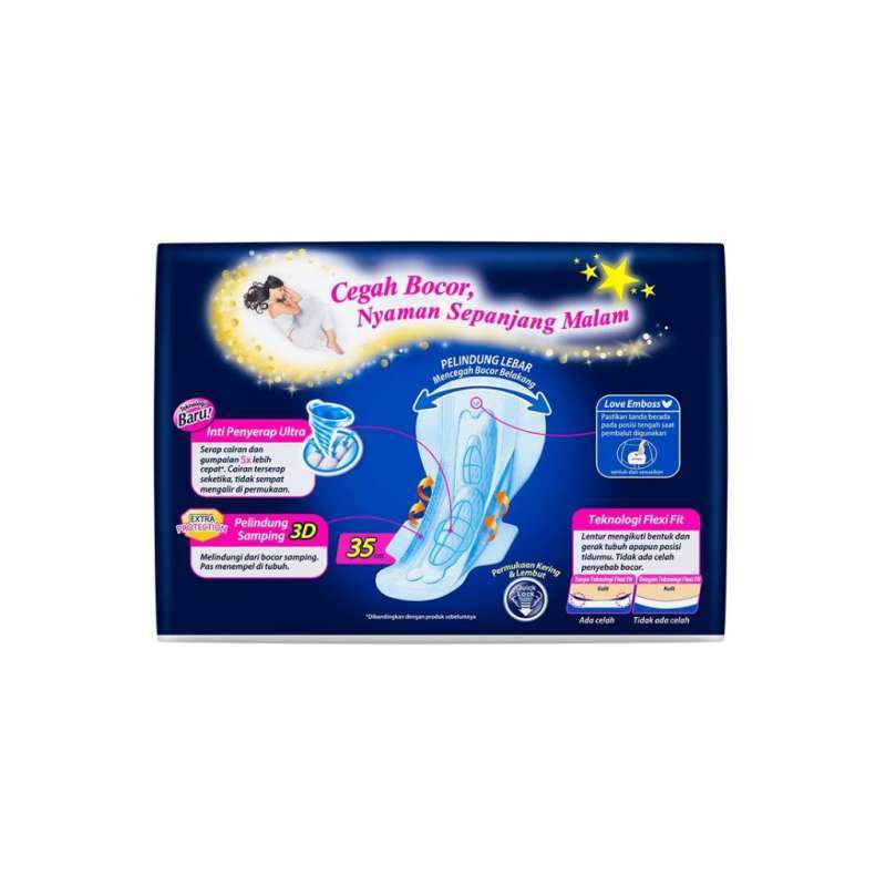 Jual Laurier Pembalut Wanita Relax Night 16 With Gathers Wg 35 Cm Pads Wing Pad Malam Panty ...