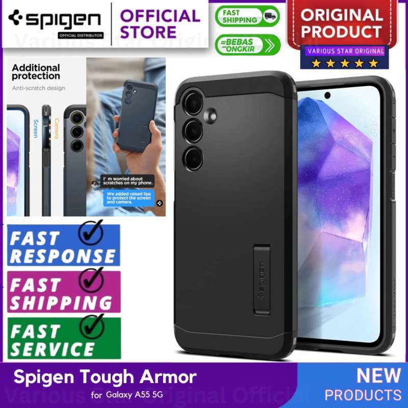 Jual Original Case Samsung Galaxy A55 5g 2024 Spigen Tough Armor Kick Stand Standing Casing ...