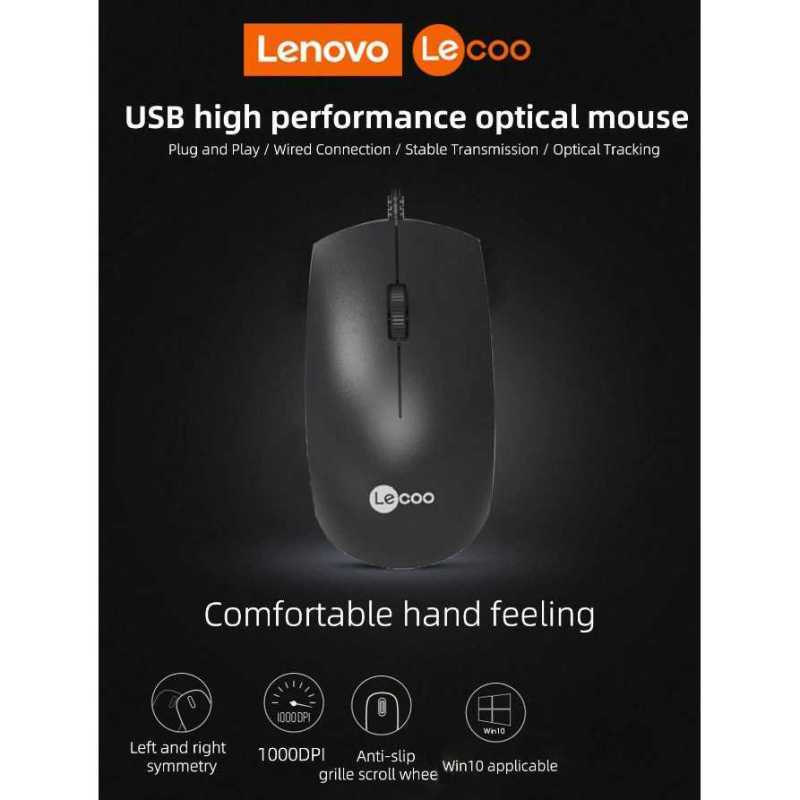 Jual Lenovo Lecoo Mouse Wired Optical 1000 Dpi Di Seller Kancilnet ...
