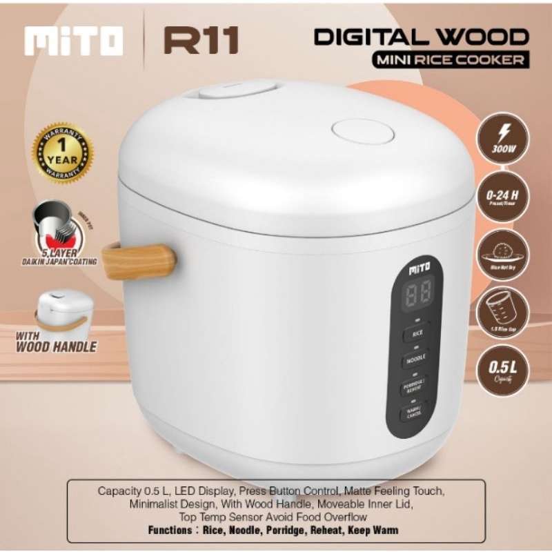 Jual Rice Cooker Digital Mito R11 Mini Kapasitas 0.5 Liter Garansi ...