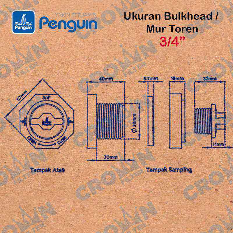 Promo Penguin Bulkhead Mur Toren Vault Ring Drat 3/4 Diskon 25% Di ...