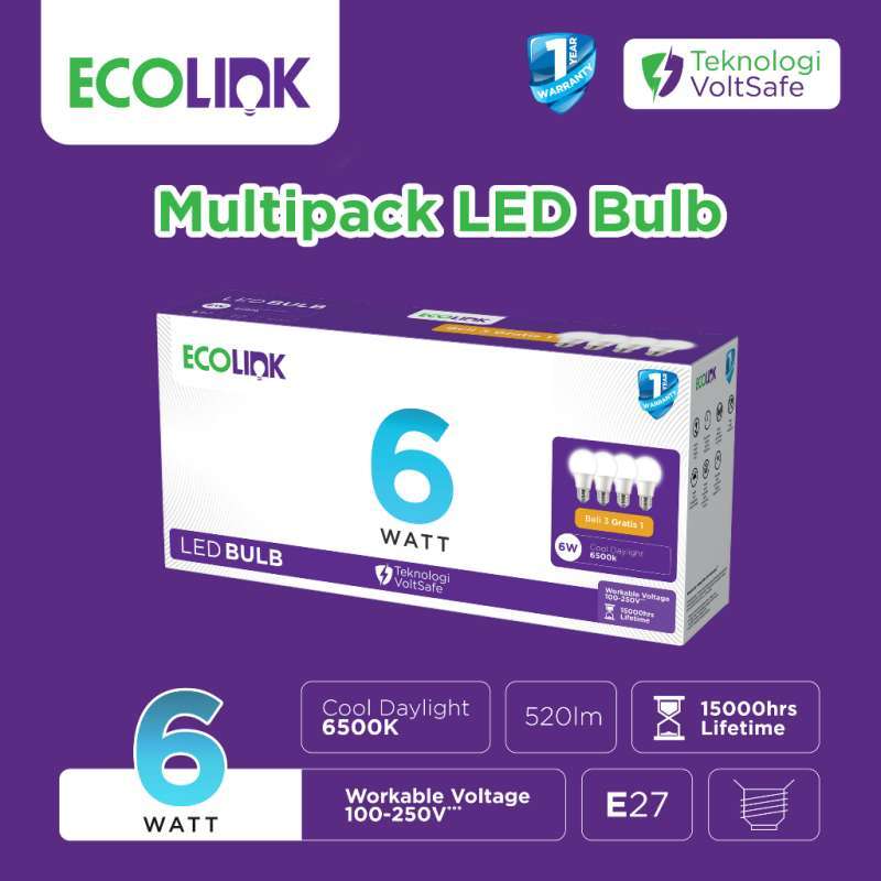Promo Ecolink Lampu Bohlam Multipack Led Bulb W Putih Cool Day Light Diskon Di Seller