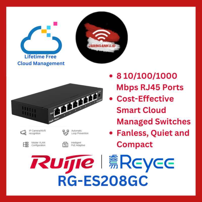 Promo Rg-es208gc Ruijie Reyee 8 Port Gigabit Cloud Managed Non Poe ...
