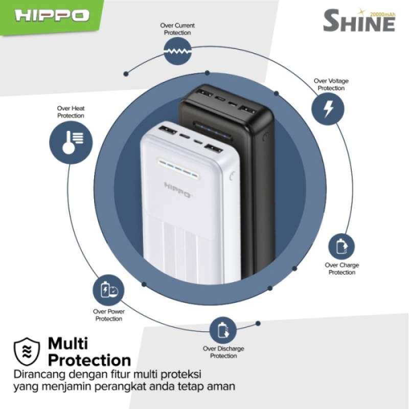 Promo Hippo Power Bank Shine 20000mah Smart Detect Charging - Power ...