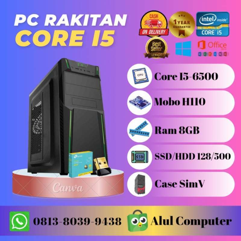 Promo Pc Komputer Rakitan Admin Intel Core I5-6500/8gb/128gb/500gb/case-simv Diskon 23% Di ...