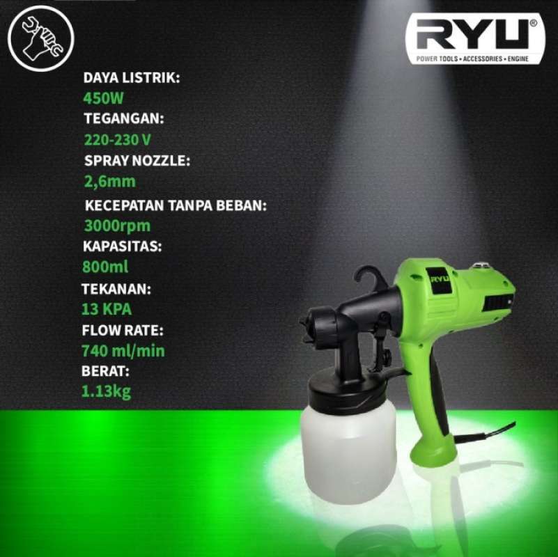 Promo Ryu Spray Gun Electrik Rse 800 Semtan Cat Tembok Paint Zoom ...