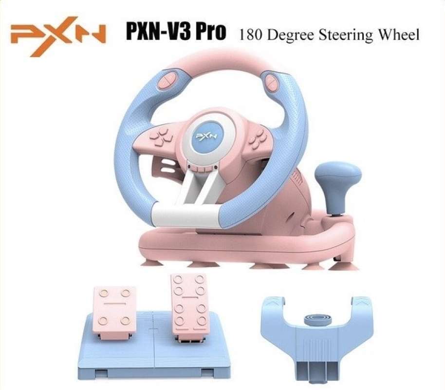 Promo Pxn V3ii Vibration Motor Racing Game Steering Wheel With Pedal Pc/ps - Diskon 23% Di ...