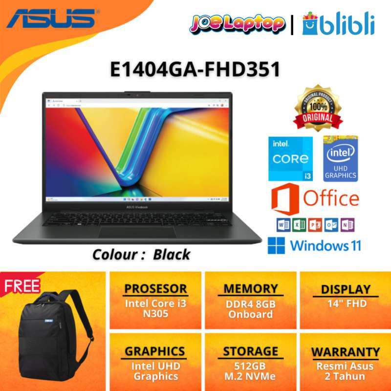 Jual Asus Vivobook Go 14 E1404ga-fhd351 Black I3 N305 Win11 Ohs Di ...