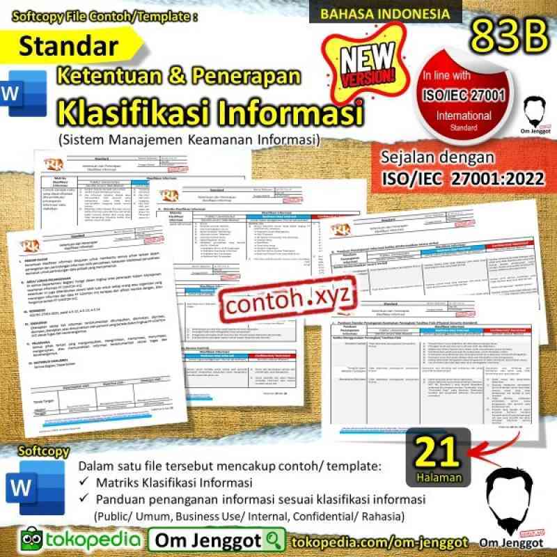 Promo [softcopy] Contoh Standar Klasifikasi Informasi, Sesuai Iso/iec ...