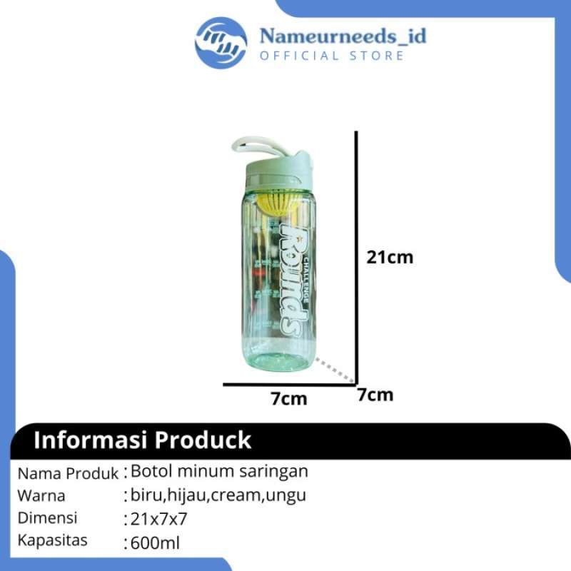 Jual Botol Minum 600 Ml Motif Bahan Premium Saringan - Biru Di Seller ...