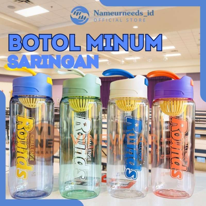 Jual Botol Minum 600 Ml Motif Bahan Premium Saringan - Biru Di Seller ...
