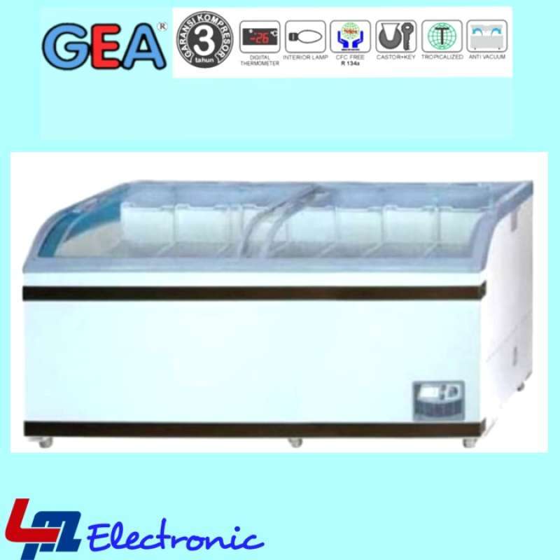 Promo Gea Chest Freezer Sliding Curve Glass 700 Liter Sd700by / Sd ...