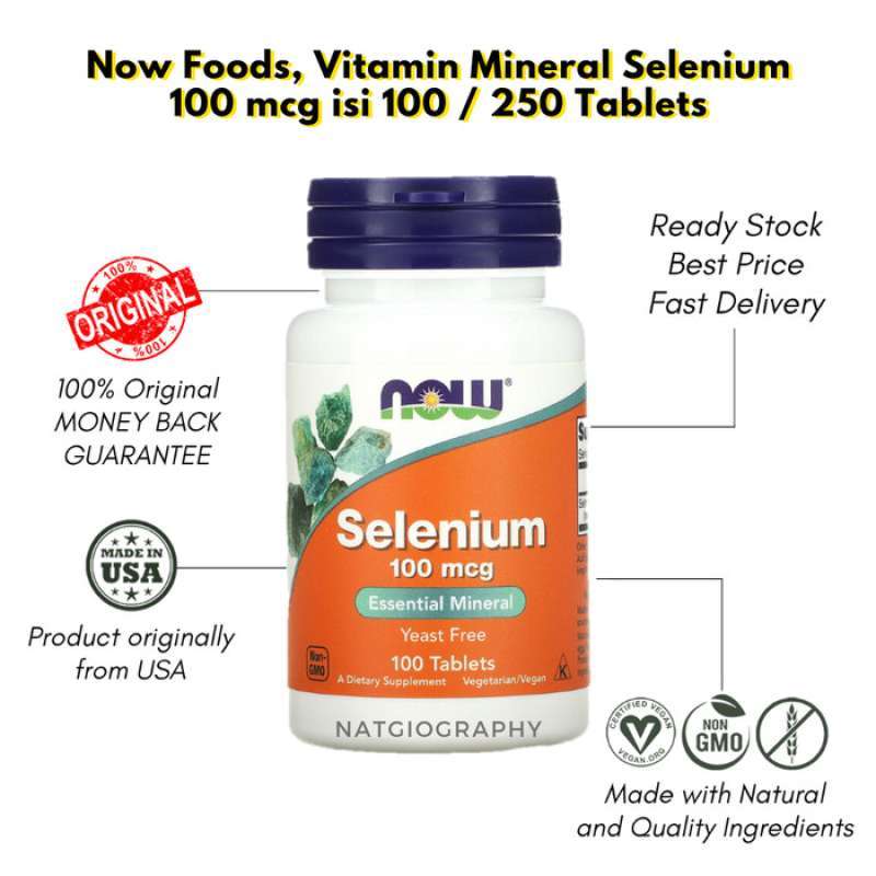 Promo Now Foods Vitamin Mineral Selenium 100 Mcg Isi 100 250 Tablets ...
