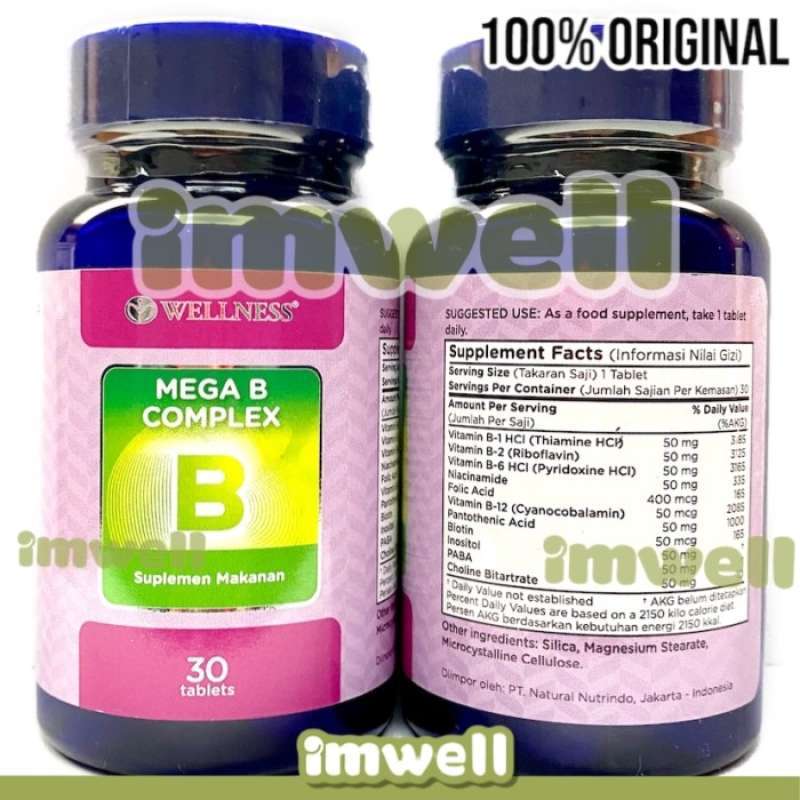 Promo Wellness Vitamin B Mega Complex (30 Tablets) - 100% Original Diskon 33% Di Seller Ksm ...