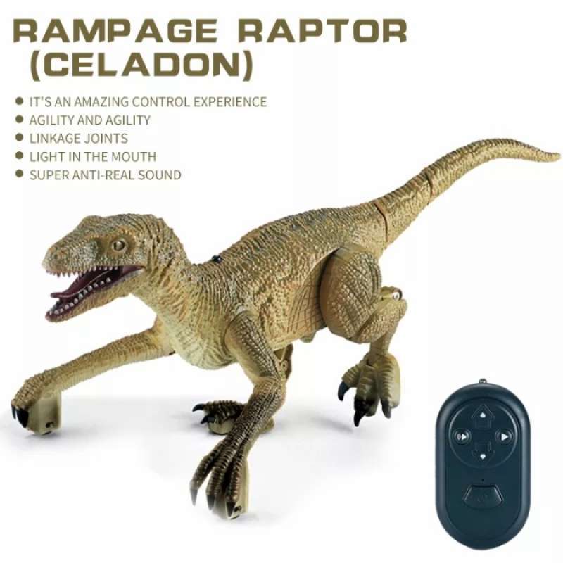 Promo Remote Control Dinosaurus Simulated Walking Dinosaur Rc Velociraptor - Green Diskon 50% Di ...