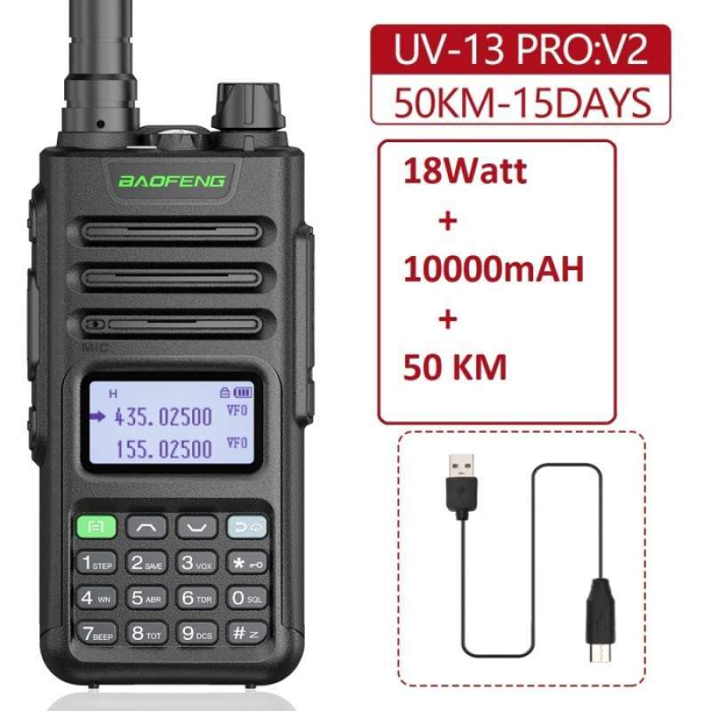 Jual Ht Bf Uv-13 Pro Dual Band Walkie Talkie 999ch Uhf Vhf 18w 1000mah ...