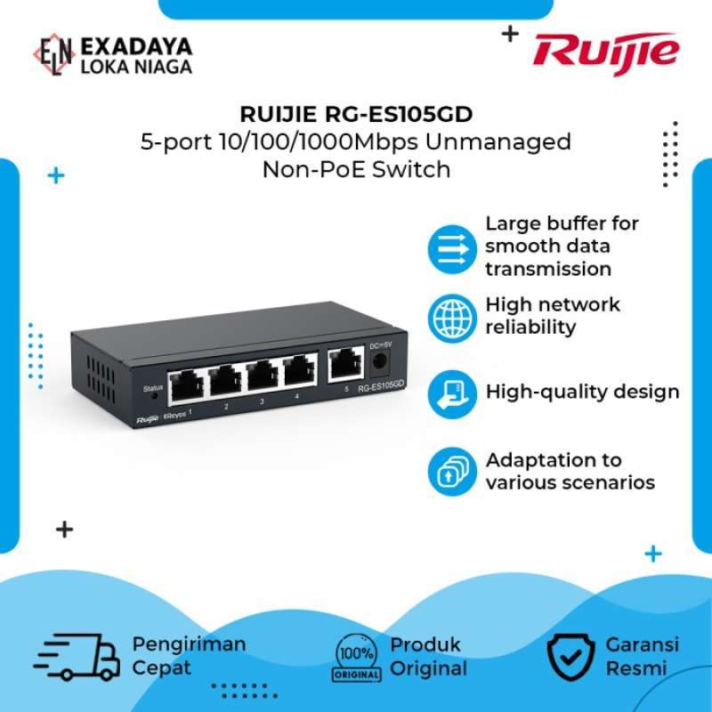 Promo Ruijie Rg-es105gd , 5 Port Gigabit Metal Case Unmanaged Switch Diskon 23% Di Seller ...