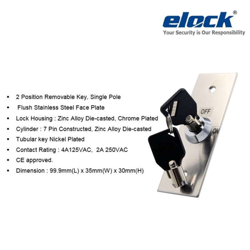Promo Elock Narrow Type Key Switch Single Pole For Access Control Door ...